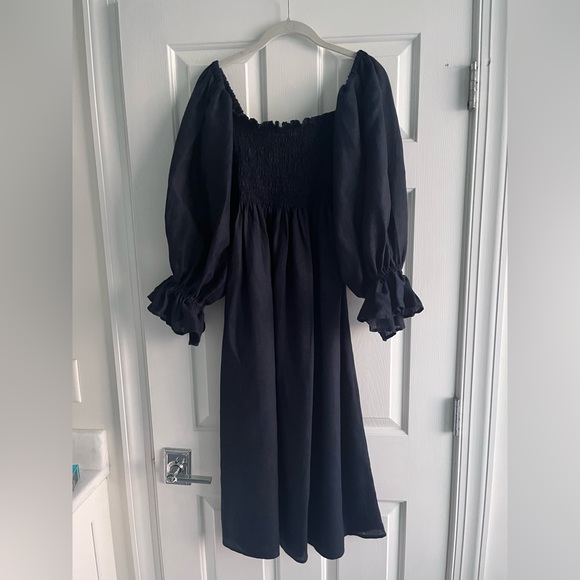 Sleeper | Dresses | Atlanta Linen Dress In Navy By Sleeper | Poshmark